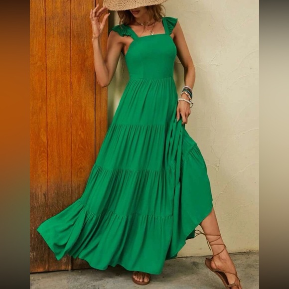 Dresses | Bobo Ruffle Hem Backless Maxi Dress | Poshmark